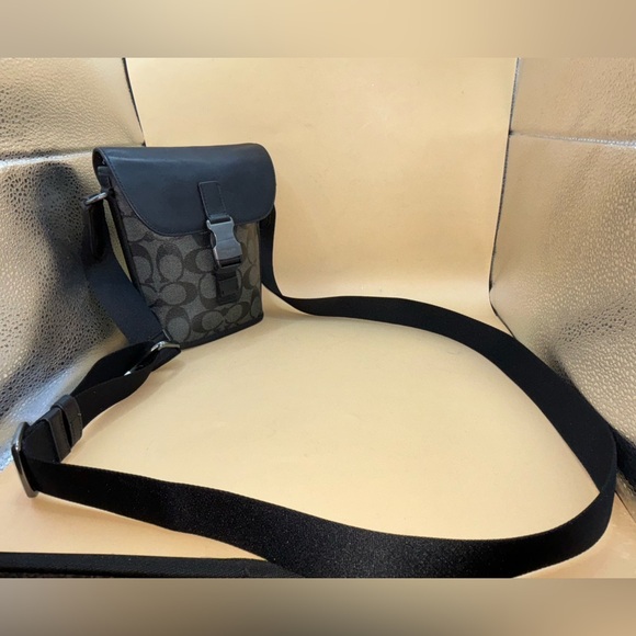 Bags | Coach C3134 Track Small Flap Crossbody Signature Canvas Leather ...
